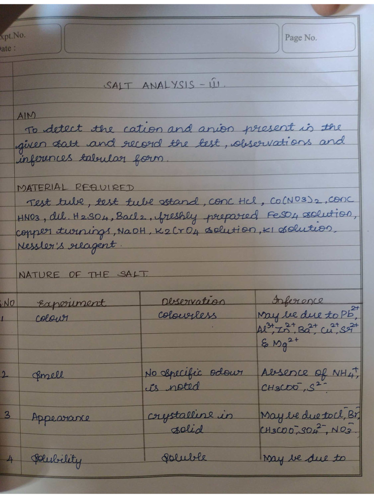 Salt Analysis 3 | PDF
