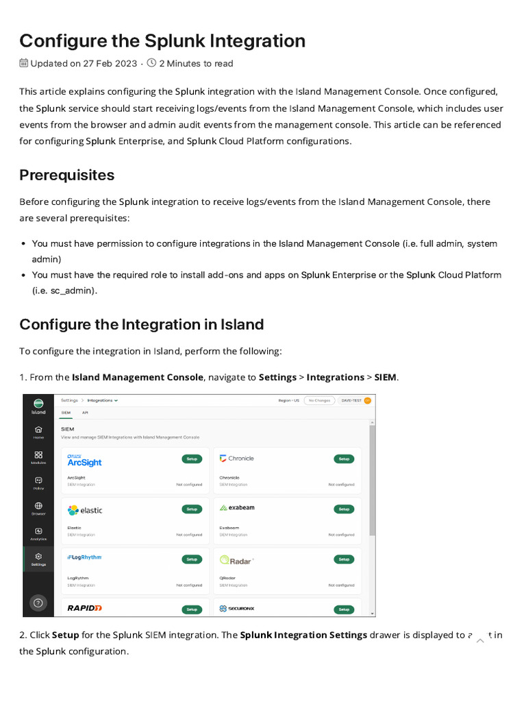 Configure The Splunk Integration | PDF | Computer Engineering ... Configure The Splunk Integration | PDF | Computer Engineering ...