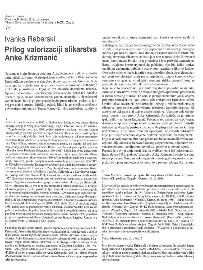 Anka Krizmanić - Reberski | PDF