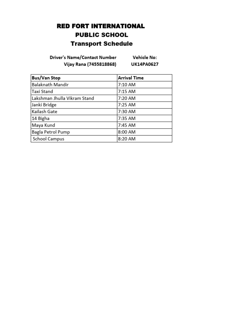 Transport Schedule Winters 2023-24 | PDF | Public Transport | Transport