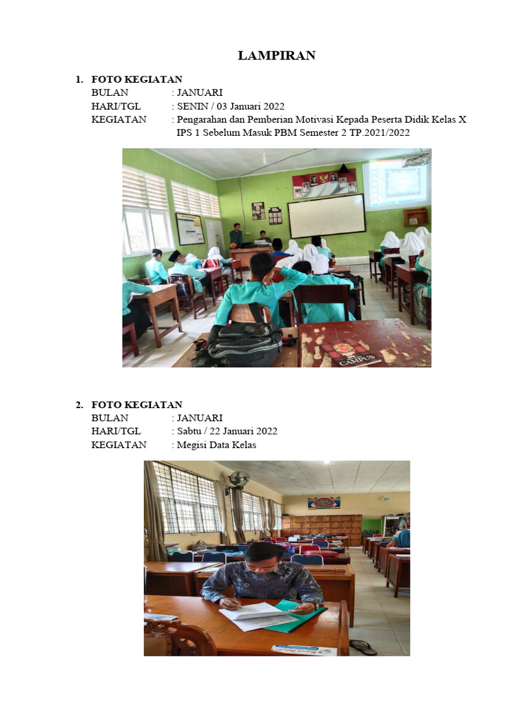 Lampiran Foto Jurnal Walas X Ips 1 2022 | PDF