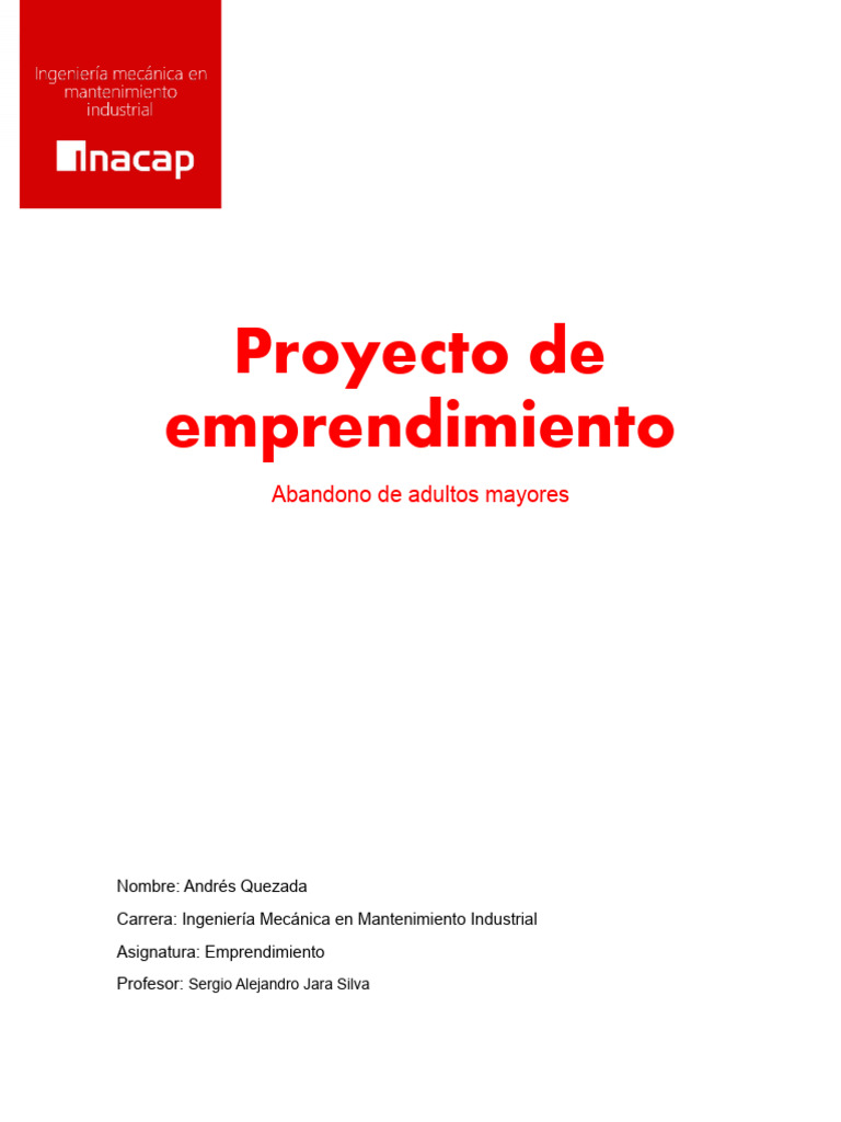 Proyecto de Emprendimiento | PDF | Vejez | Adultos
