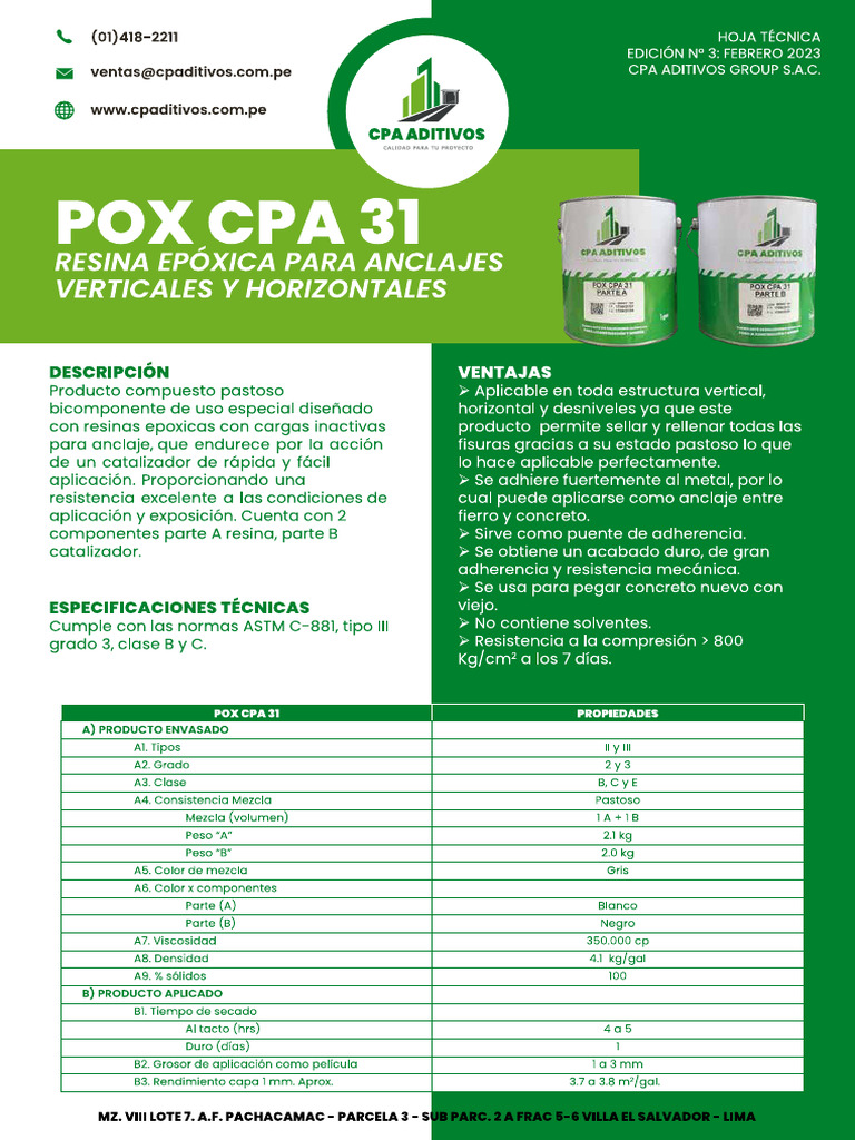 Ficha Tecnica Pox Cpa 31 | PDF