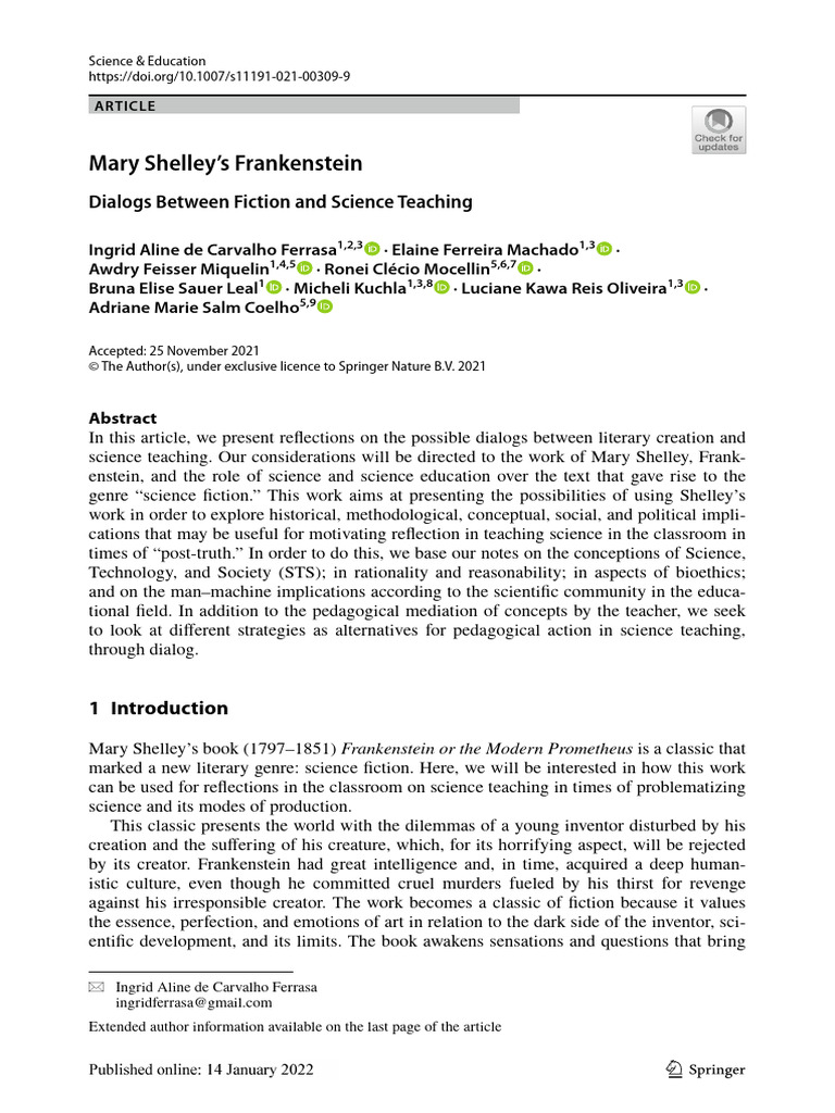 Artigo - Mary Shelley's Frankenstein | PDF | Frankenstein | Science