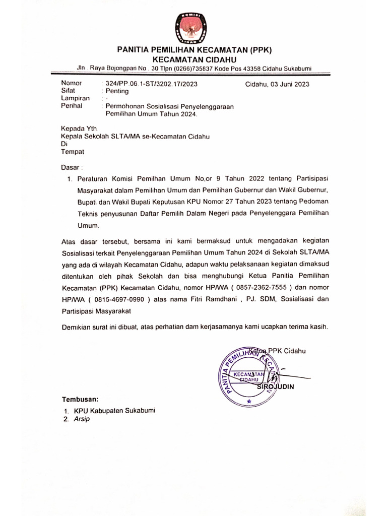 Surat Permohonan Sosialisasi | PDF