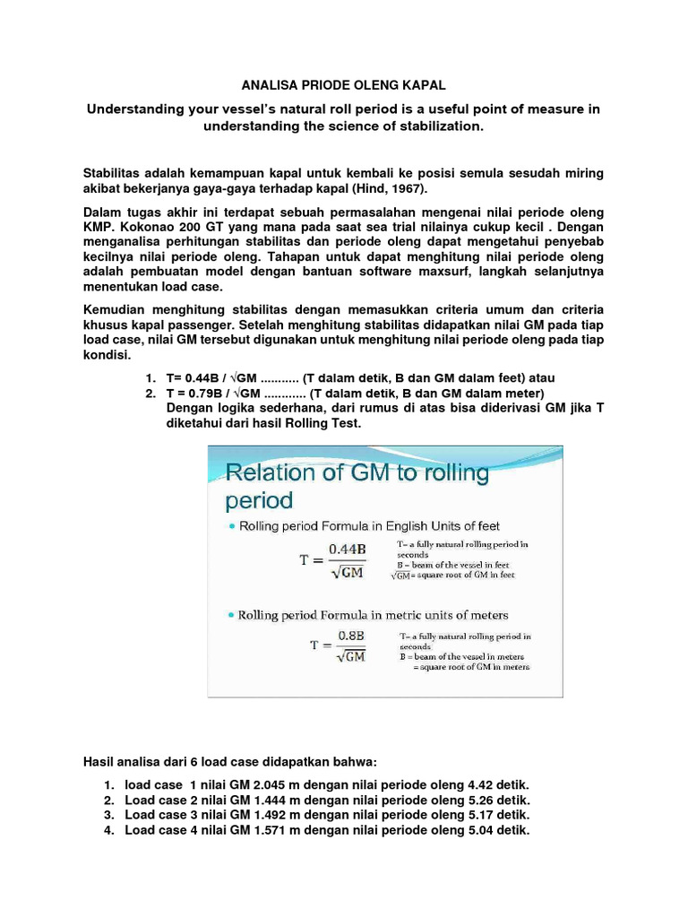 Analisa Priode Oleng Kapal | PDF