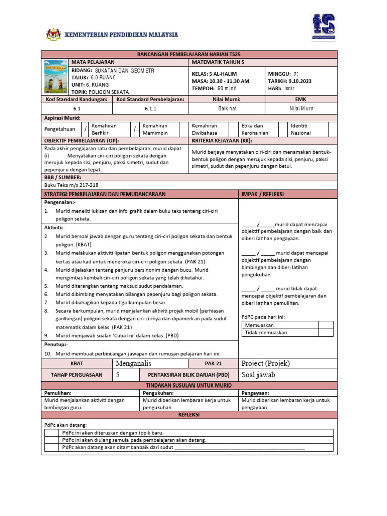 MT THN 5 TS25 Tajuk 6 | PDF | Seni