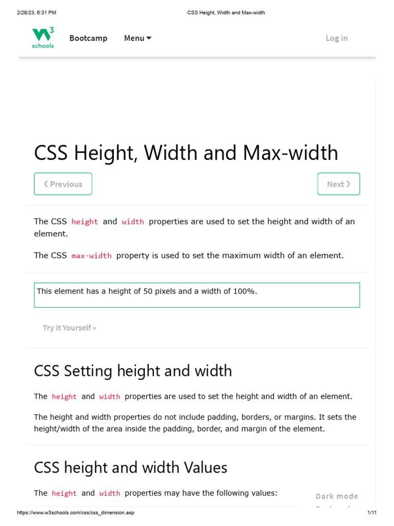 CSS Height Width and Max Width | PDF | Web Development | Computing