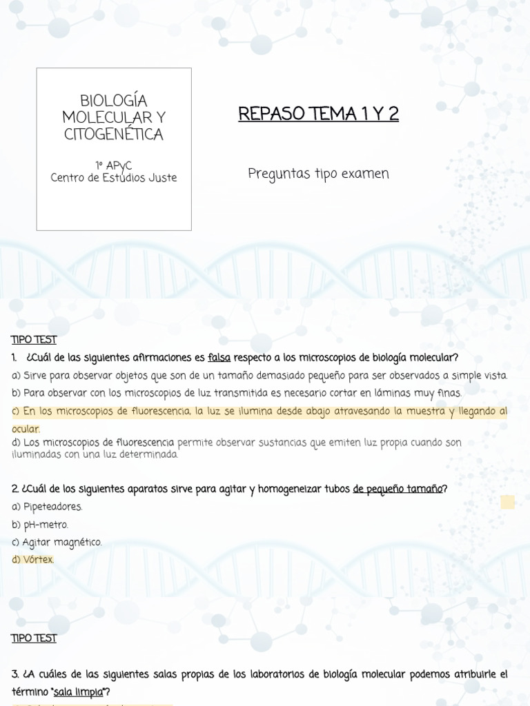 REPASO Tema 1 y 2 | PDF | Ribosoma | Rna