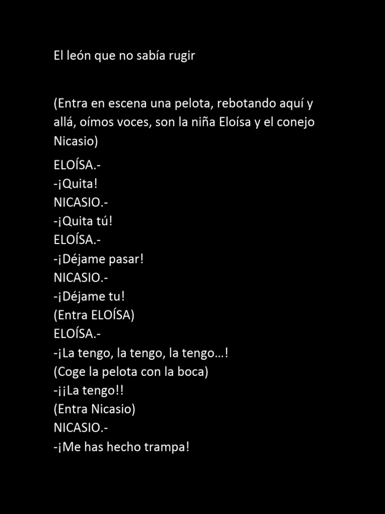 GUIÓN - El León Que No Sabía Rugir | PDF