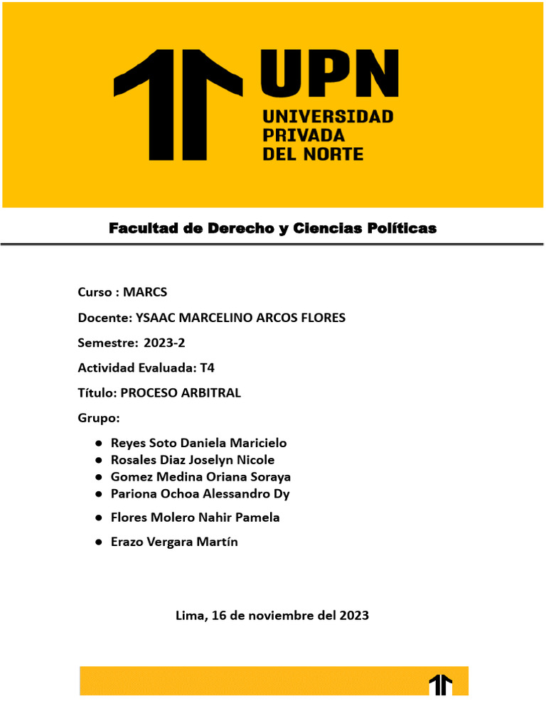 Modelo de Caratula Upn | PDF | Arbitraje | Derecho civil (sistema legal)