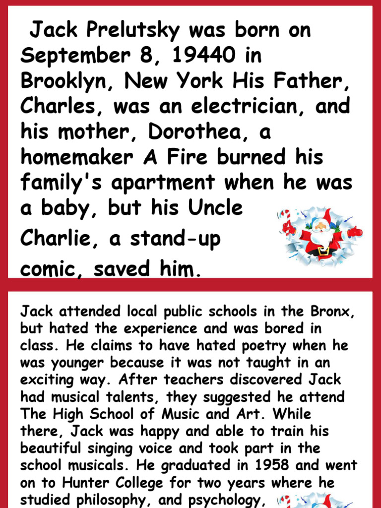 Jack Prelutsky: Life and Achievements | PDF | Art | Classics