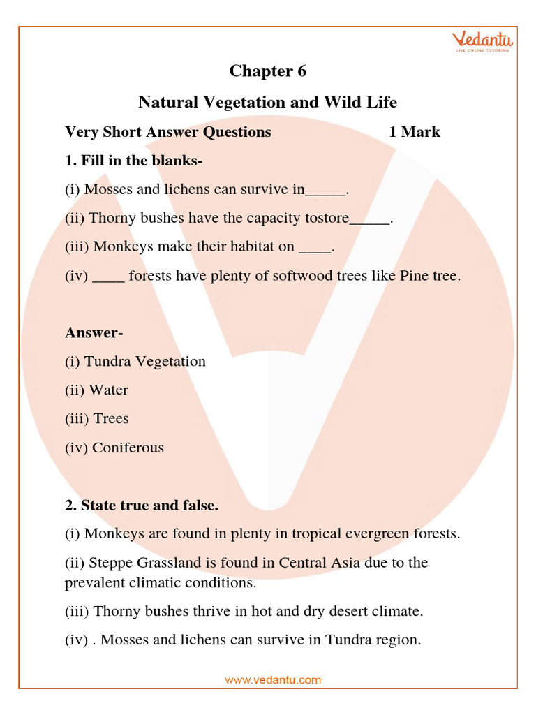 CBSE Class 7 Science Our Environment Chapter 6 Natural Vegitation and ...