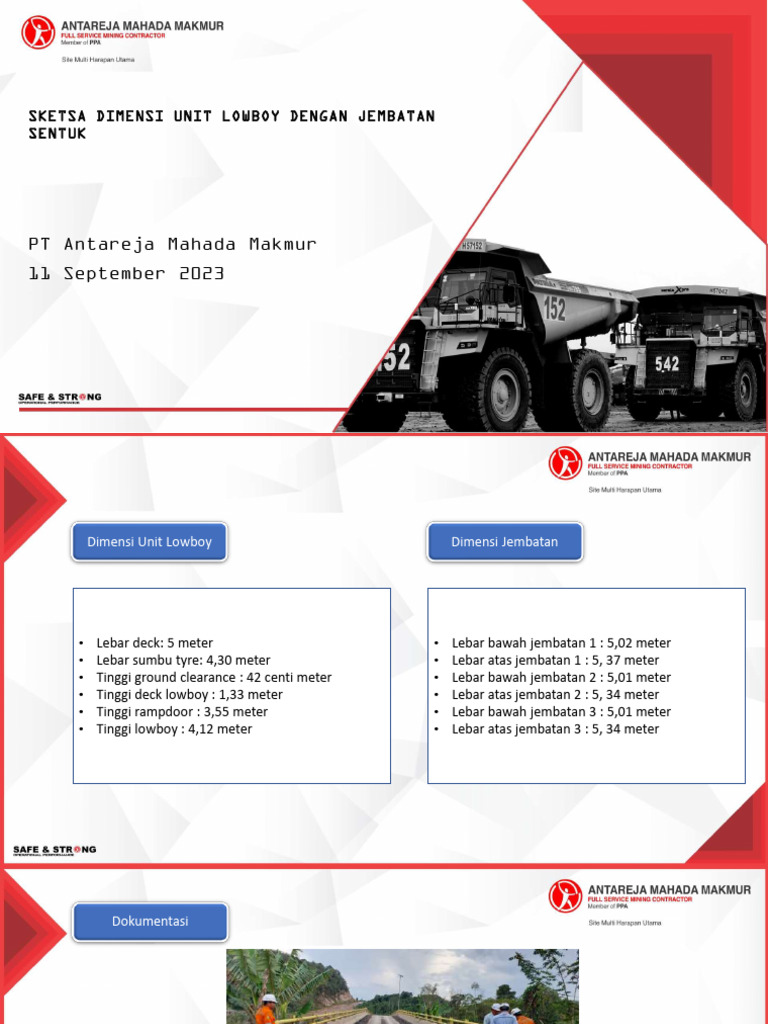 Sketsa Dimensi Unit Lowboy Dengan Jembatan Sentuk | PDF