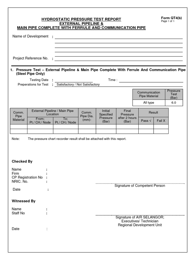 QT 4b-Hydrostatic Pressure Test Report | PDF | Home Appliance ...