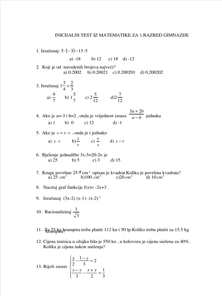 Dokumen - Tips - Inicijalni Test 1 Razred | PDF