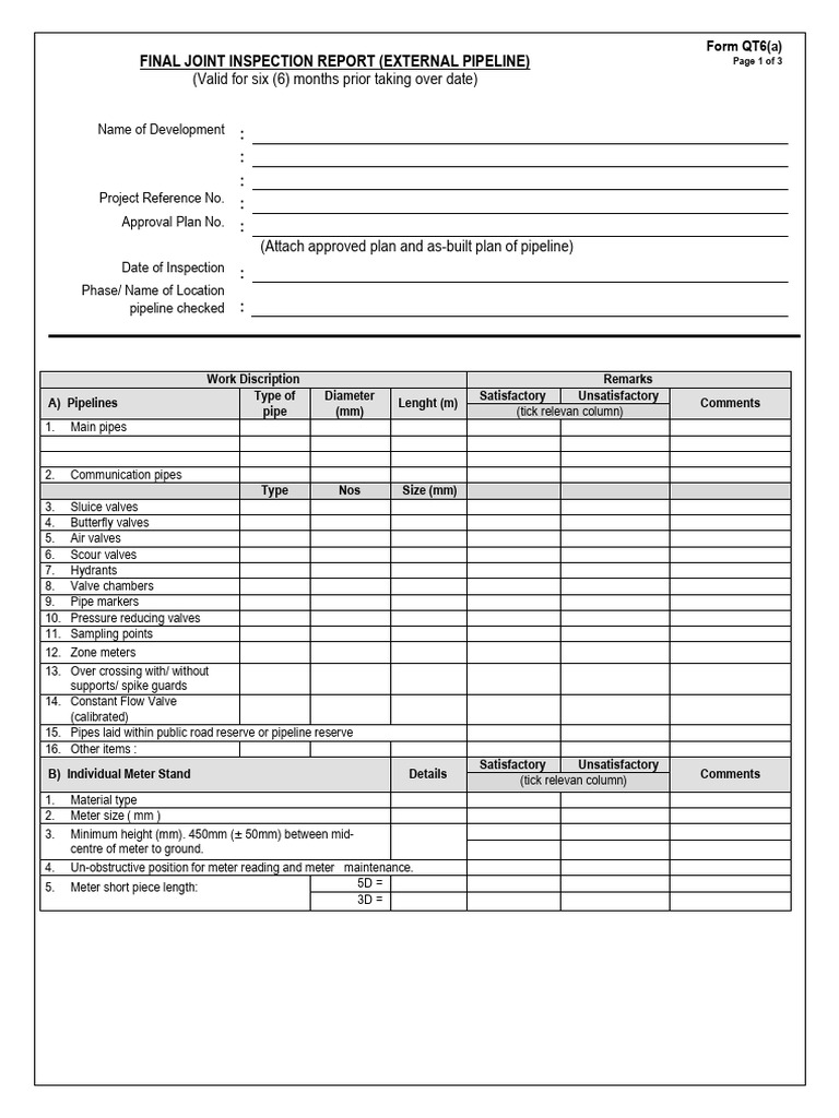 QT 6a-Final Joint Inspection Report | PDF | Valve | Pipeline Transport