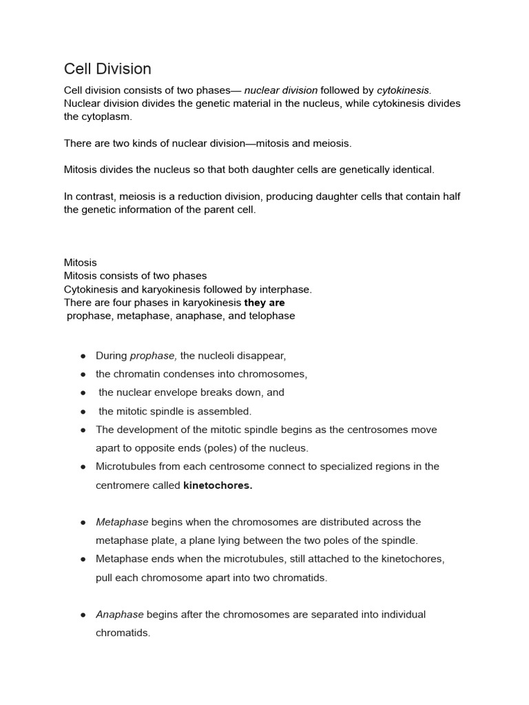 Cell Division Class 9 | PDF | Mitosis | Meiosis