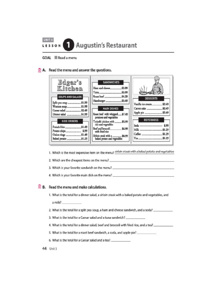 Workbook Unit 3 | PDF