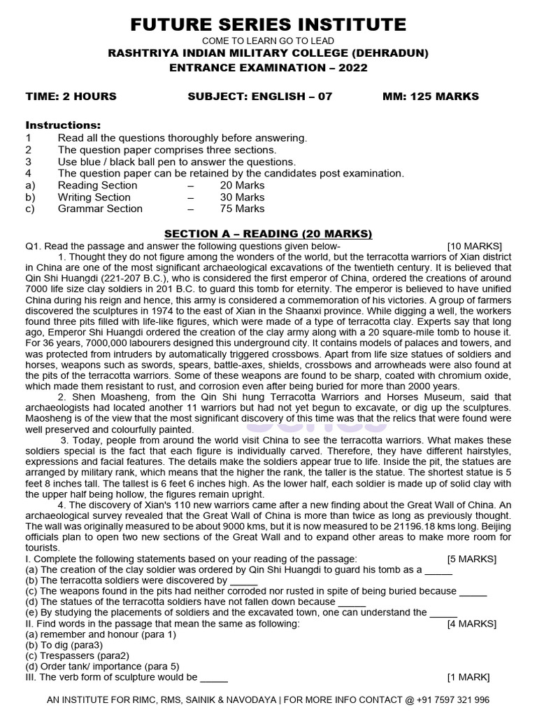 Rimc-Eng-10 Question Paper 28-11-23 | PDF