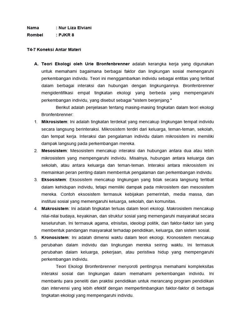T4-7 Koneksi Antar Materi - Nur Liza | PDF