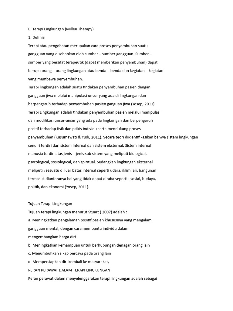 Terapi Lingkungan untuk Pasien Jiwa | PDF