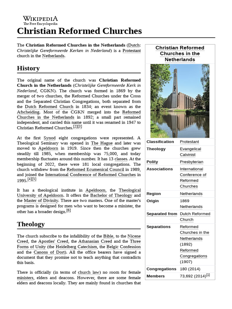 Christian Reformed Churches | PDF | Calvinism | Protestant ...