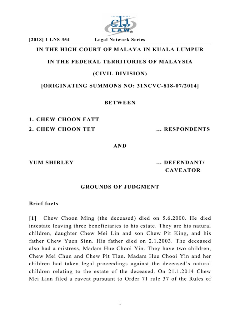 Chew Choon Fatt | PDF | Trust Law | Will And Testament