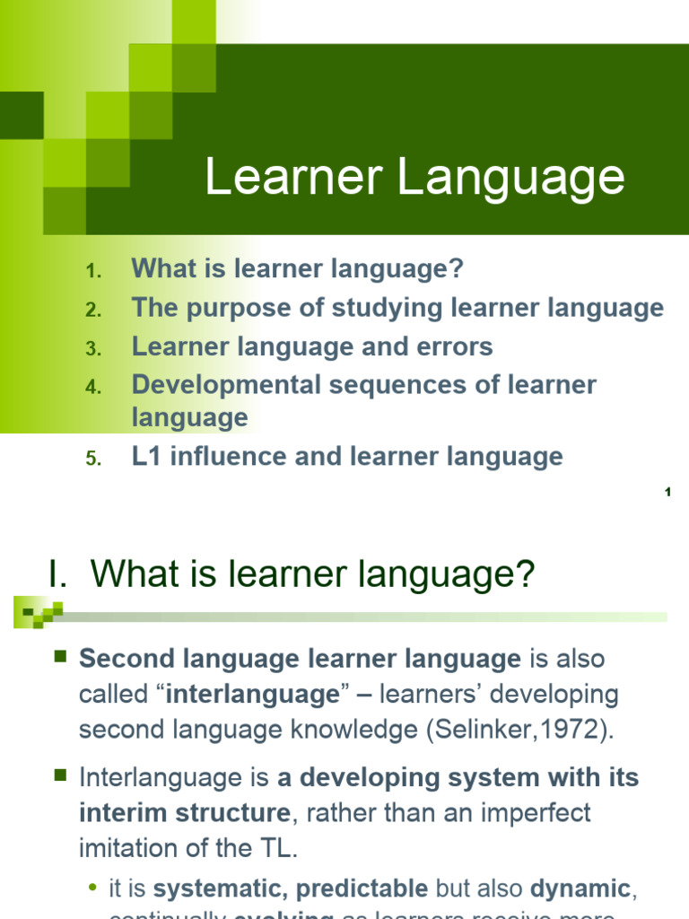 Learner Language | PDF | Second Language Acquisition | Second Language
