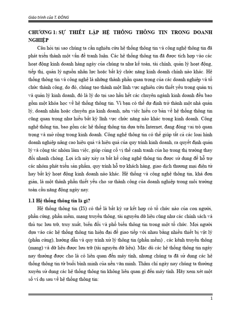 Chapter 1 Tổng Quan Về HTTT Trong DN | PDF