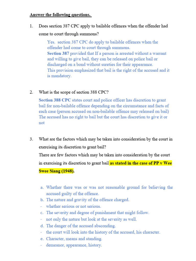 TUTORIAL 3 - Ans | PDF | Bail | Crime & Violence