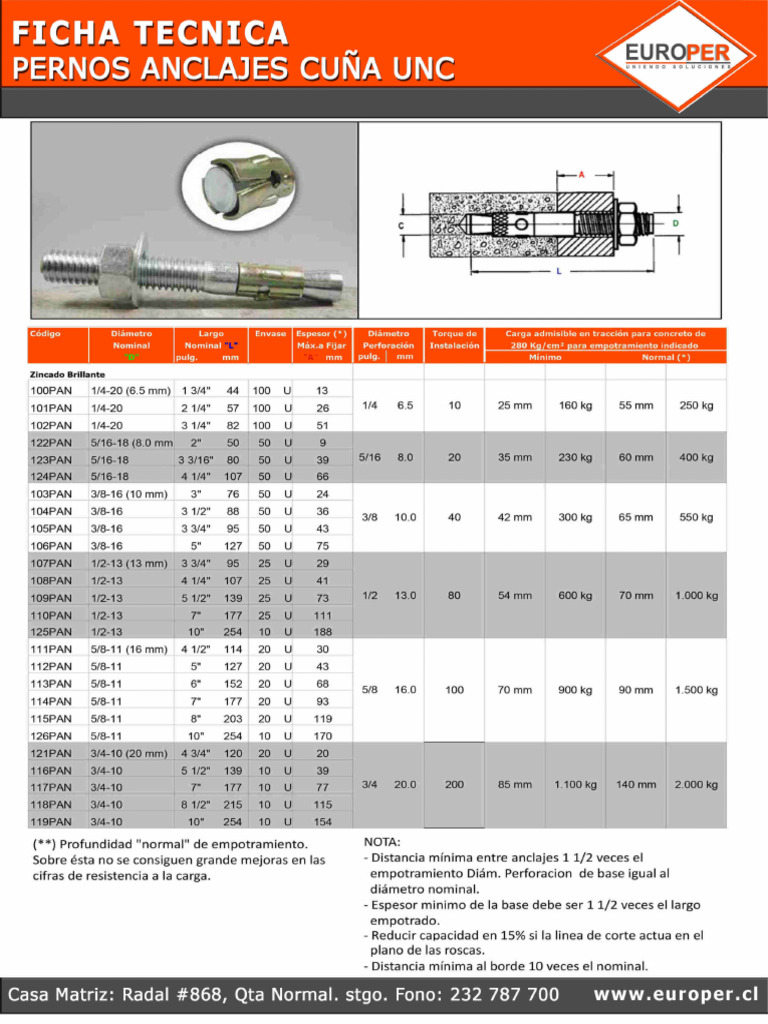 Ficha Tecnica PS Anclajes Cuna Unc | PDF