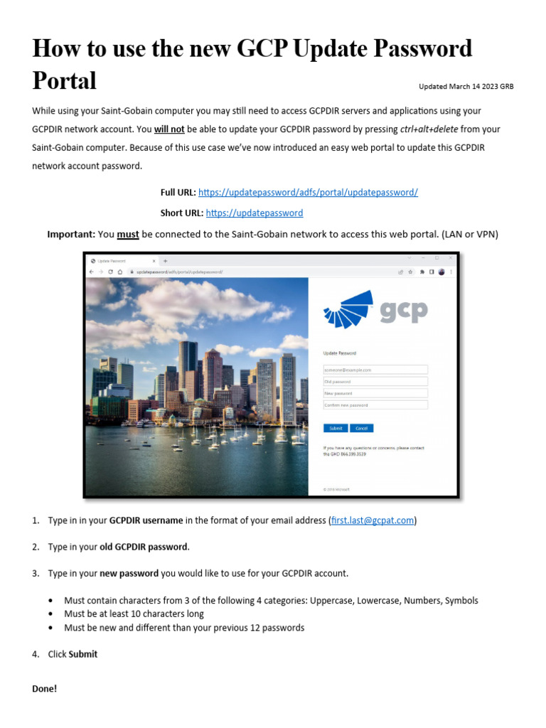 How To Use The New GCP Update Password Portal | PDF | Business | Computers