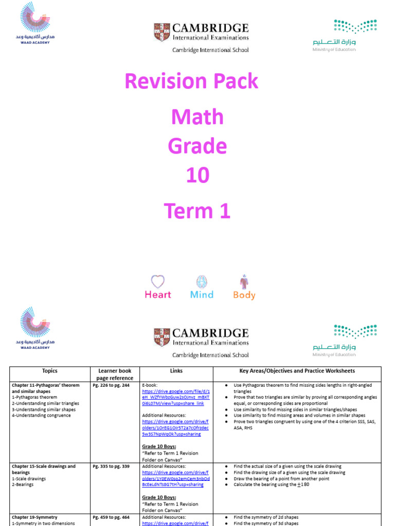 G10 Math Revision Guide | PDF | Triangle | Shape