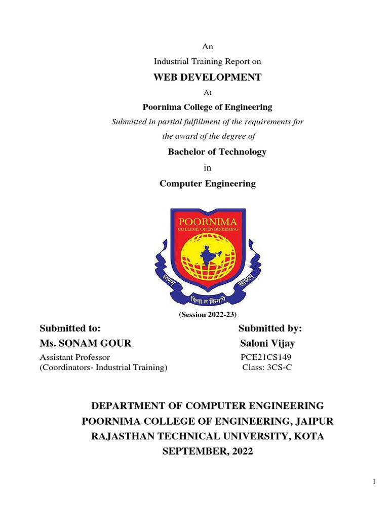 Industrial Training Report | PDF | World Wide Web | Internet & Web