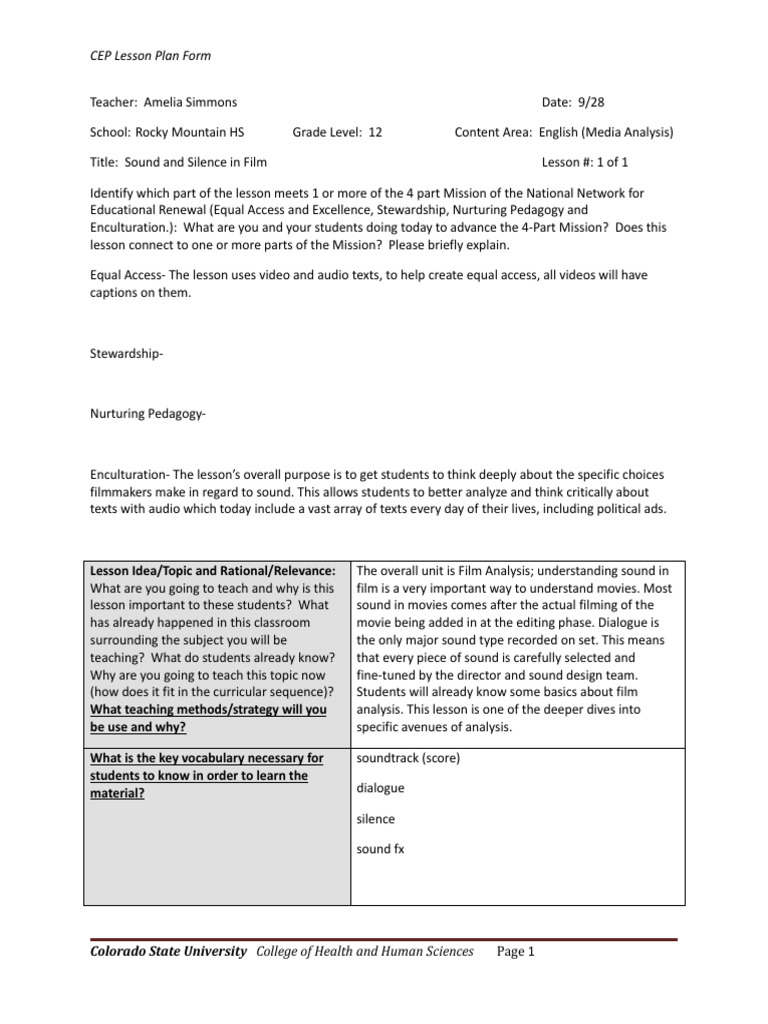 Educ 450 - Lesson Plan 1 | PDF | Critical Thinking | Lesson Plan