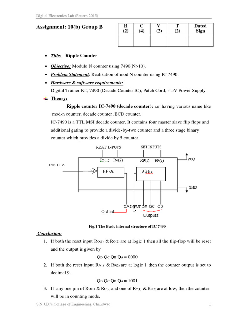 10brealization of Mod N Counter Using Ic 7490 | PDF | Electronic Design ...