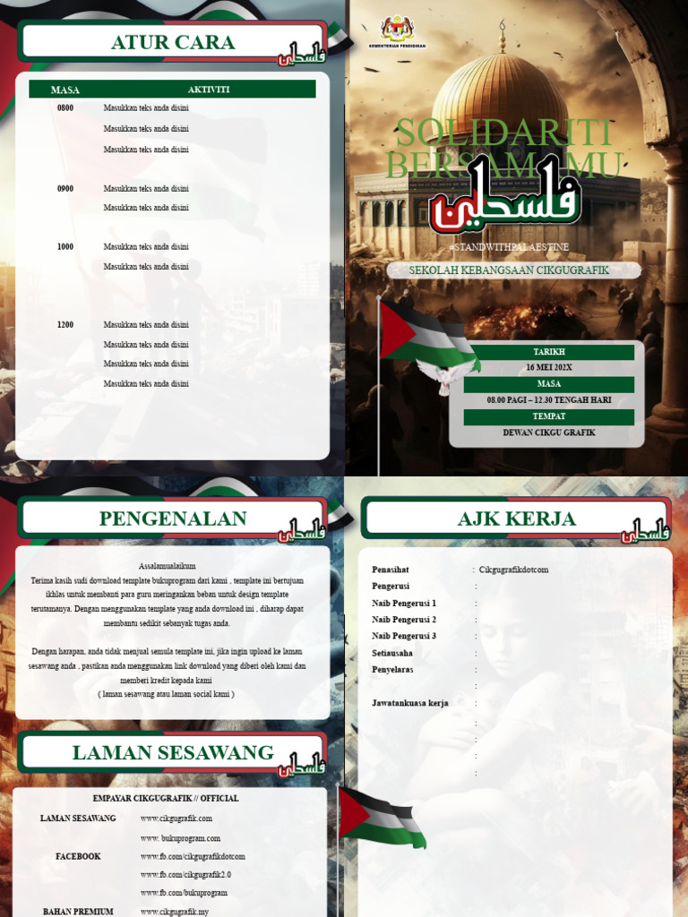 Template Buku Program Free Palestine, Solidariti Palestine Bi-Fold ...