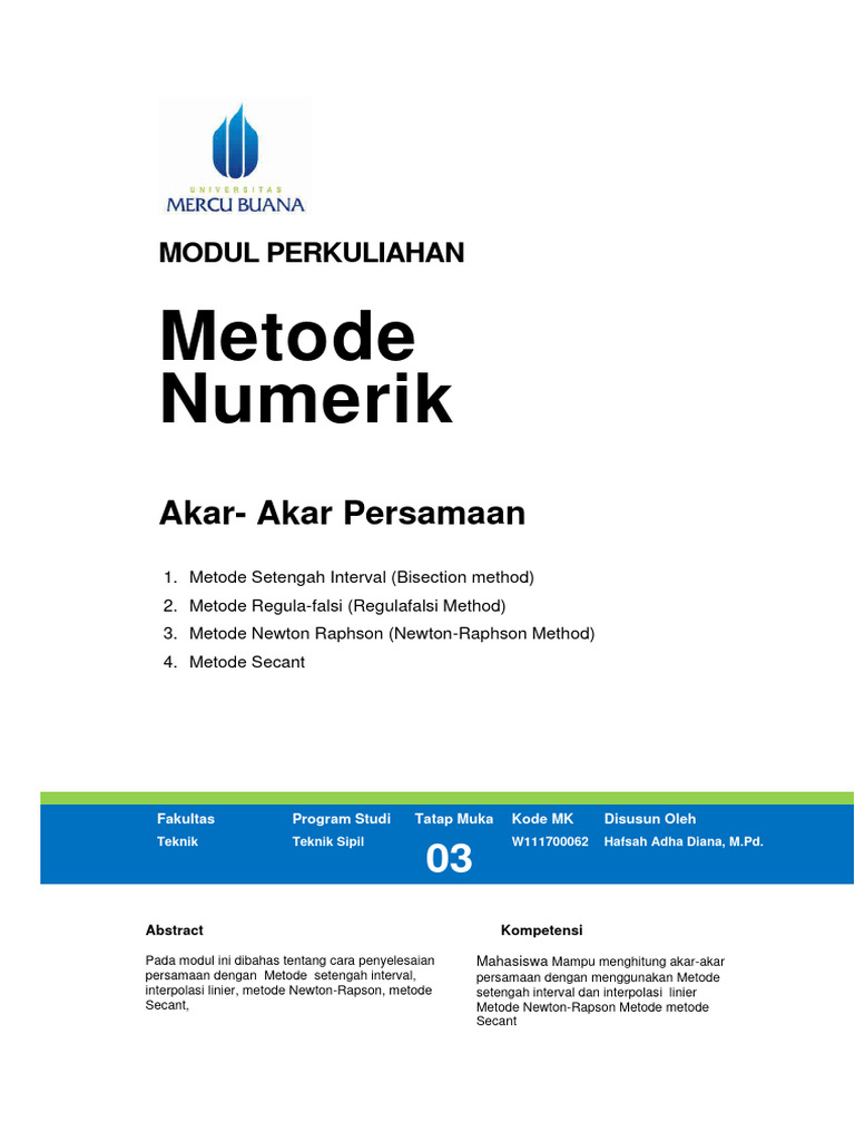Modul Metode Numerik (TM3) | PDF
