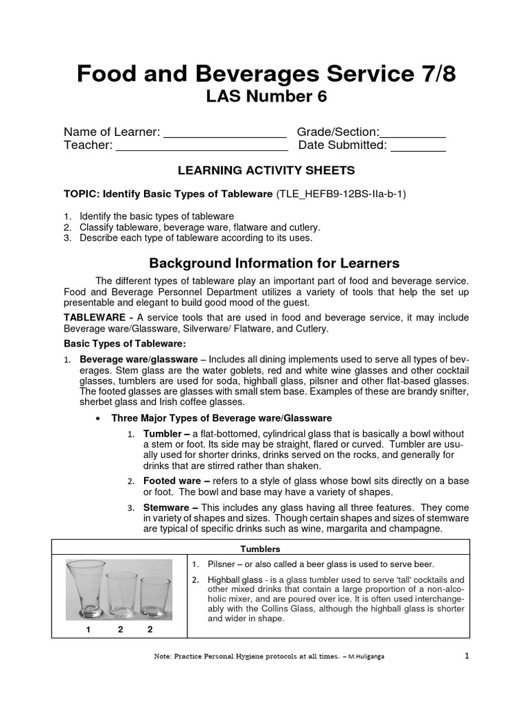 FBS 7&8 Las #6 | PDF | Tableware | Spoon