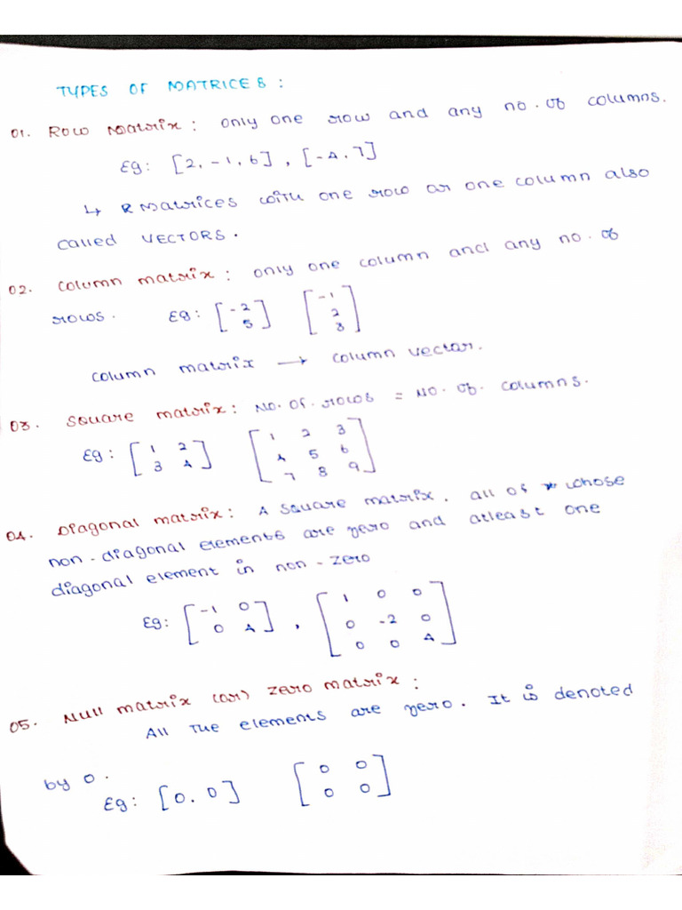 Types of Matrix and Their Properties | PDF