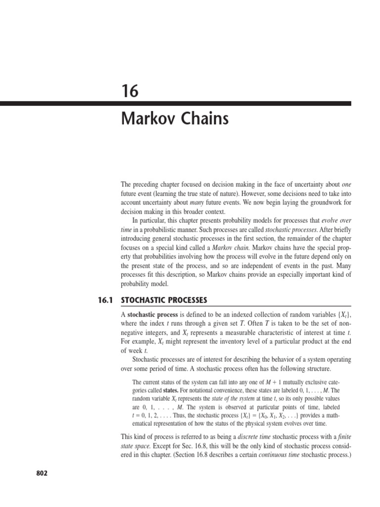 16 Markov Chains: 16.1 Stochastic Processes | PDF | Markov Chain | Stochastic Process