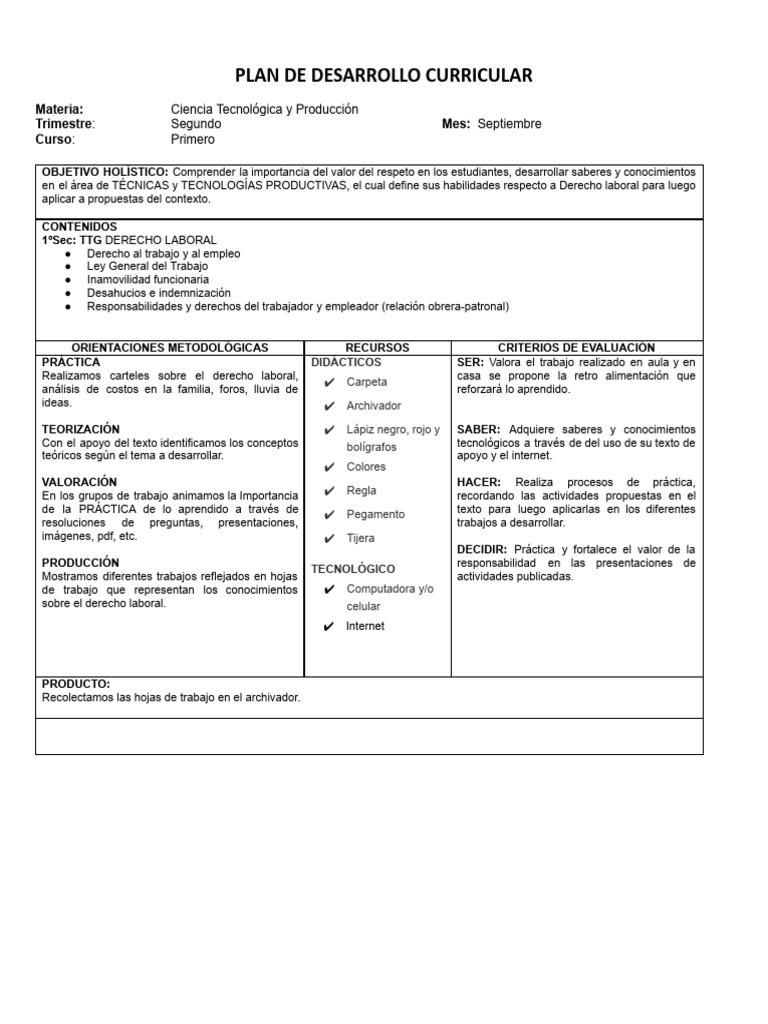 Plan de Desarrollo Curricular | PDF | Aprendizaje