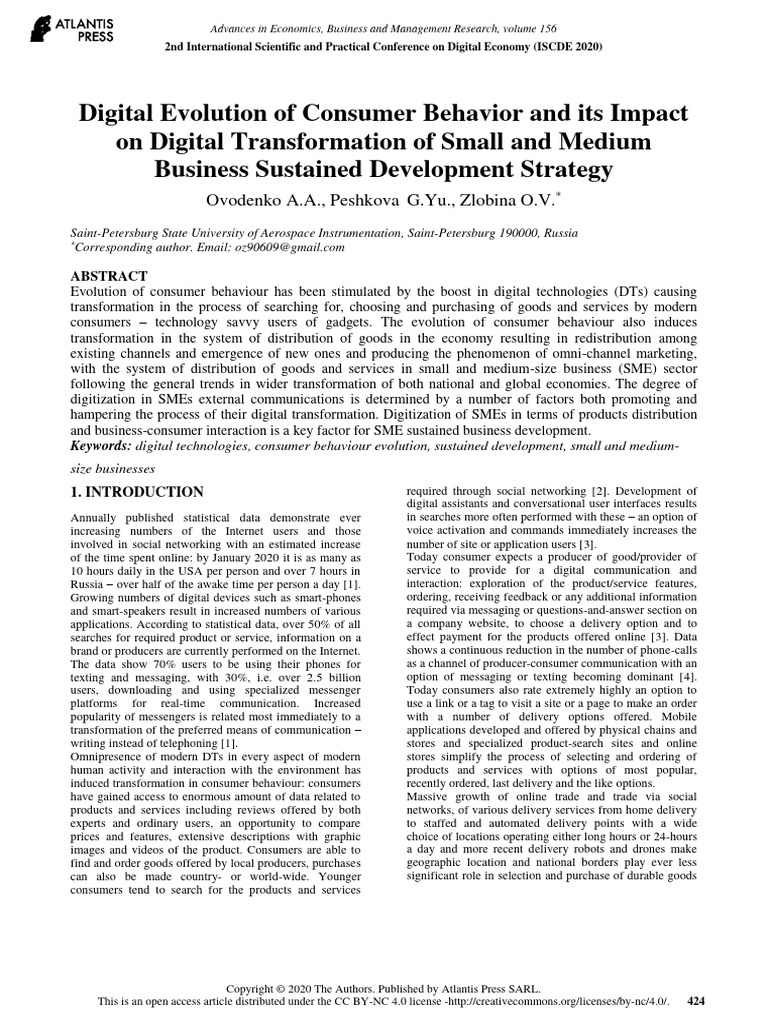 Digital Evolution of Consumer Behavior and Its Impact On Digital Transformation of Small and ...
