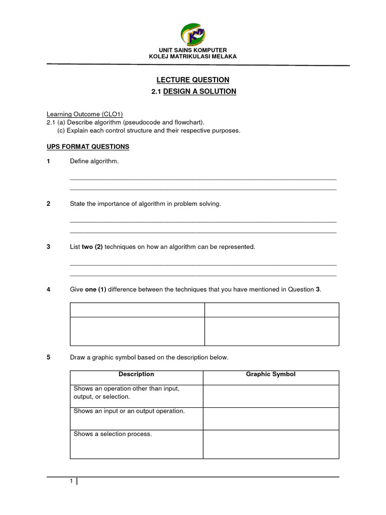 2.1 (A) & (C) LECTURE QUESTION Design A Solution | Download Free PDF | Algorithms | Computer ...