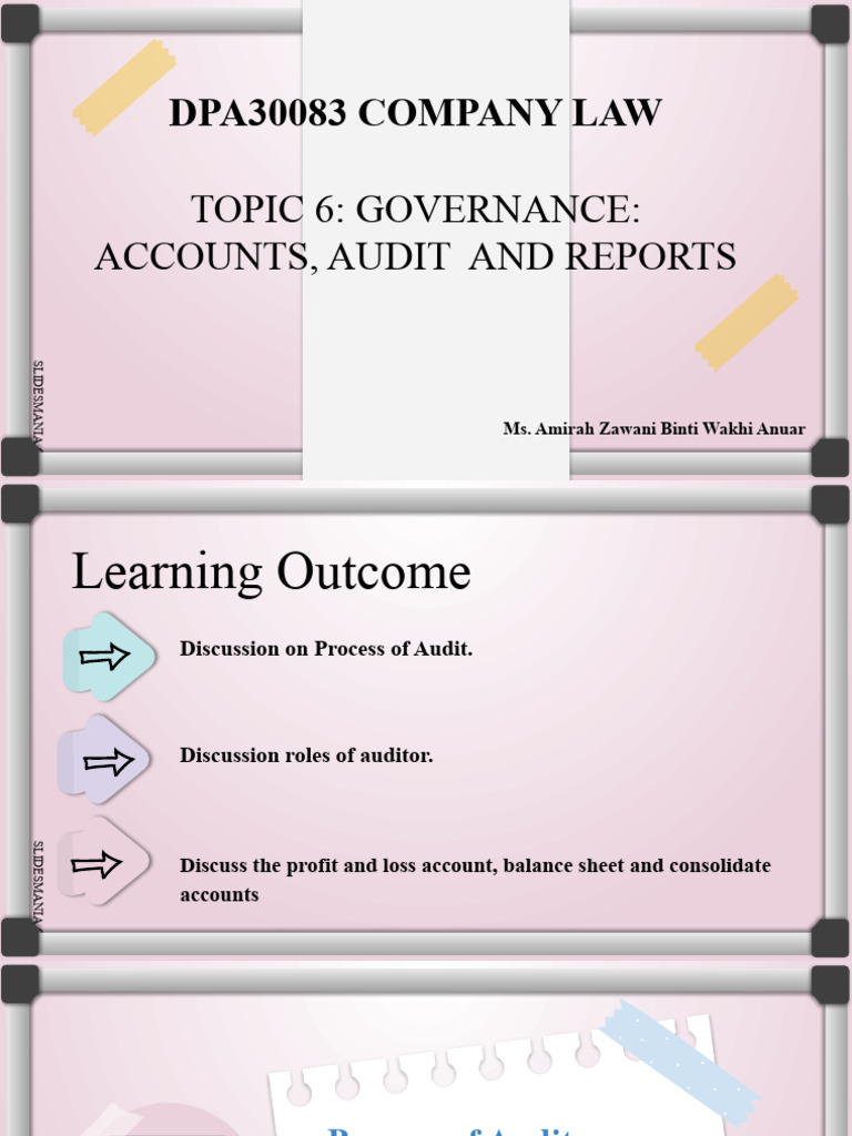 Topic 6 Accounts, Audit and Reports | PDF | Financial Audit | Audit