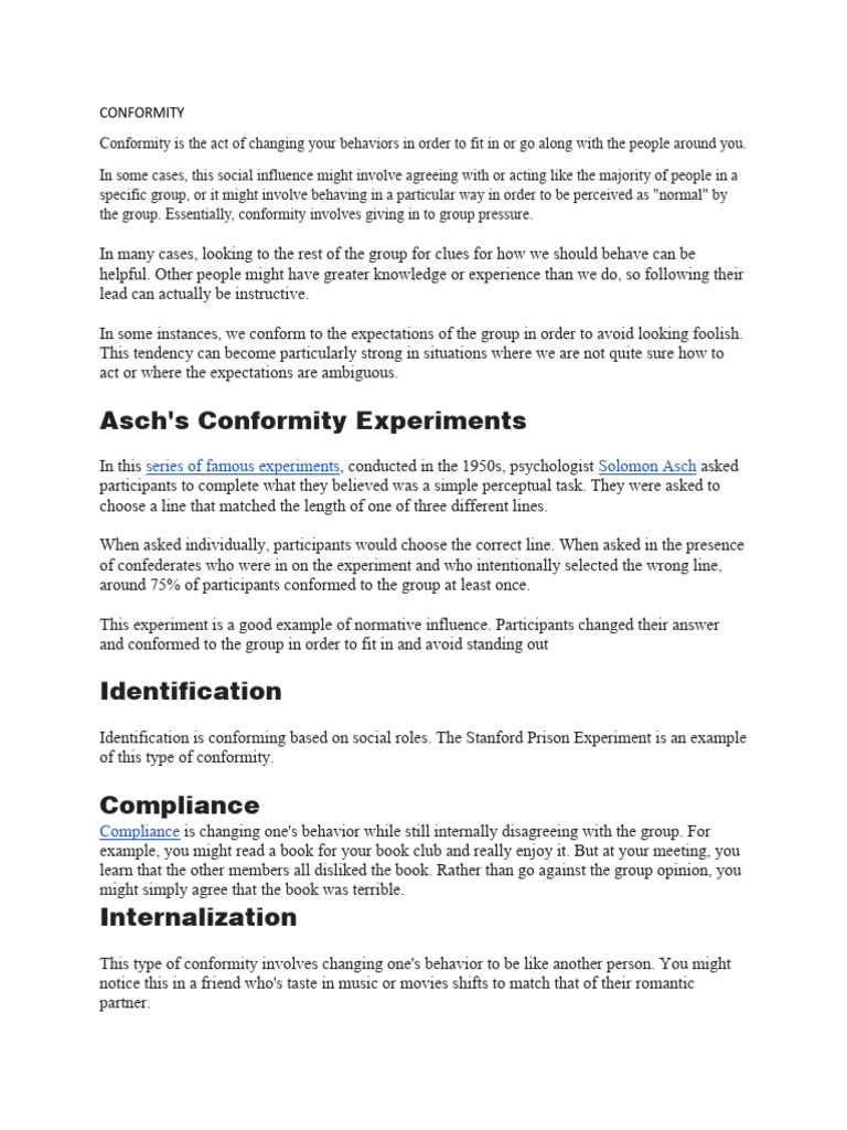 CONFORMITY | PDF | Conformity | Organizational Behavior