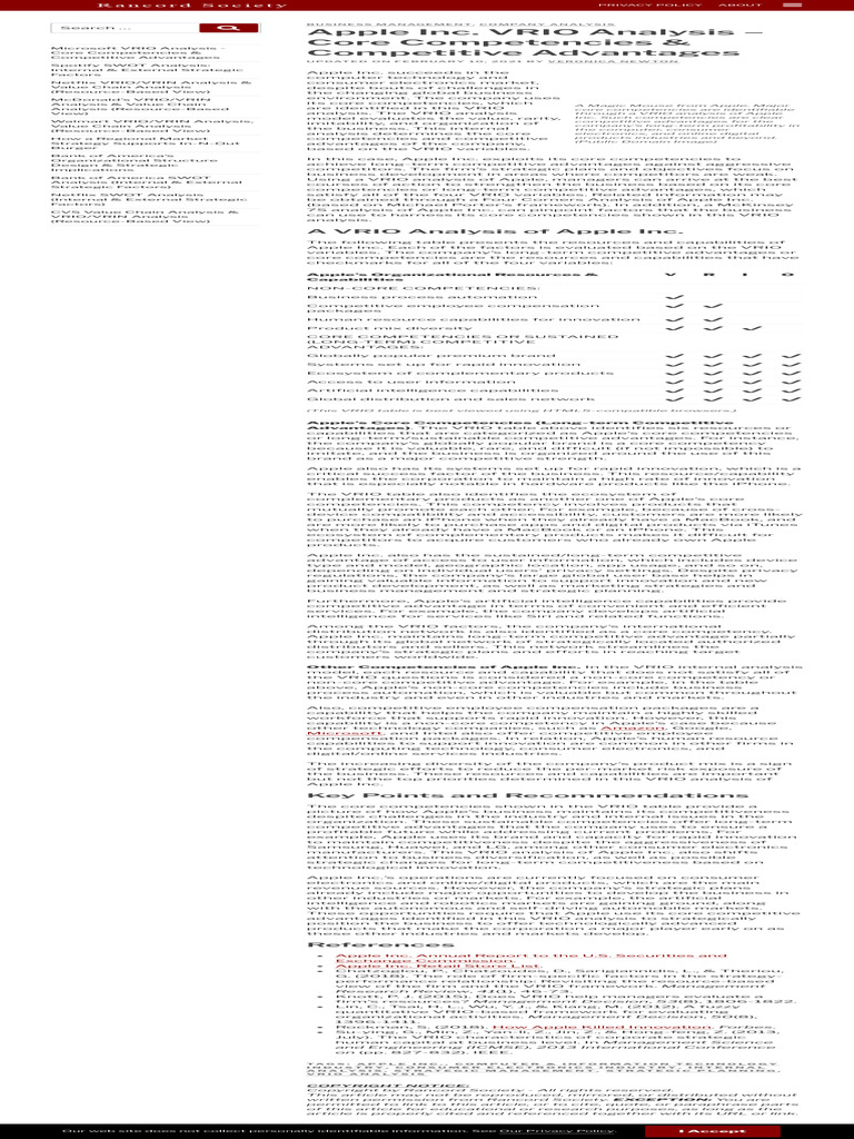 Apple Inc. VRIO Analysis - Core Competencies & Competitive Advantages ...