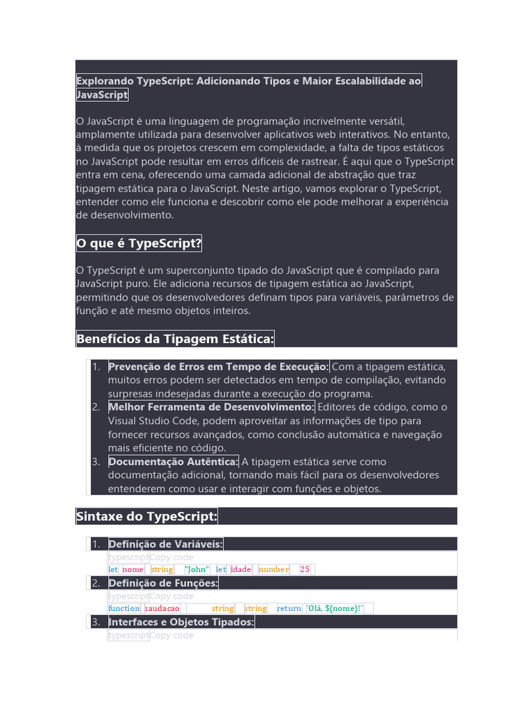 Explorando TypeScript | Download grátis PDF | Script Java | Compilador Explorando TypeScript | Download grátis PDF | Script Java | Compilador