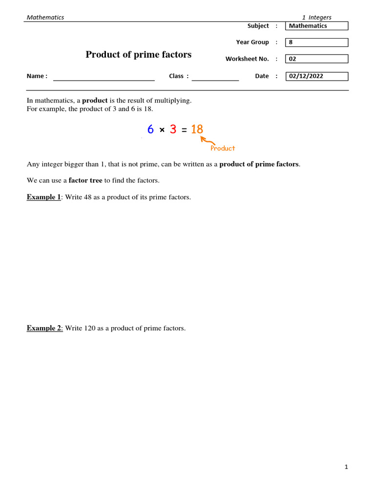 Product of Prime Factors | PDF | Prime Number | Number Theory